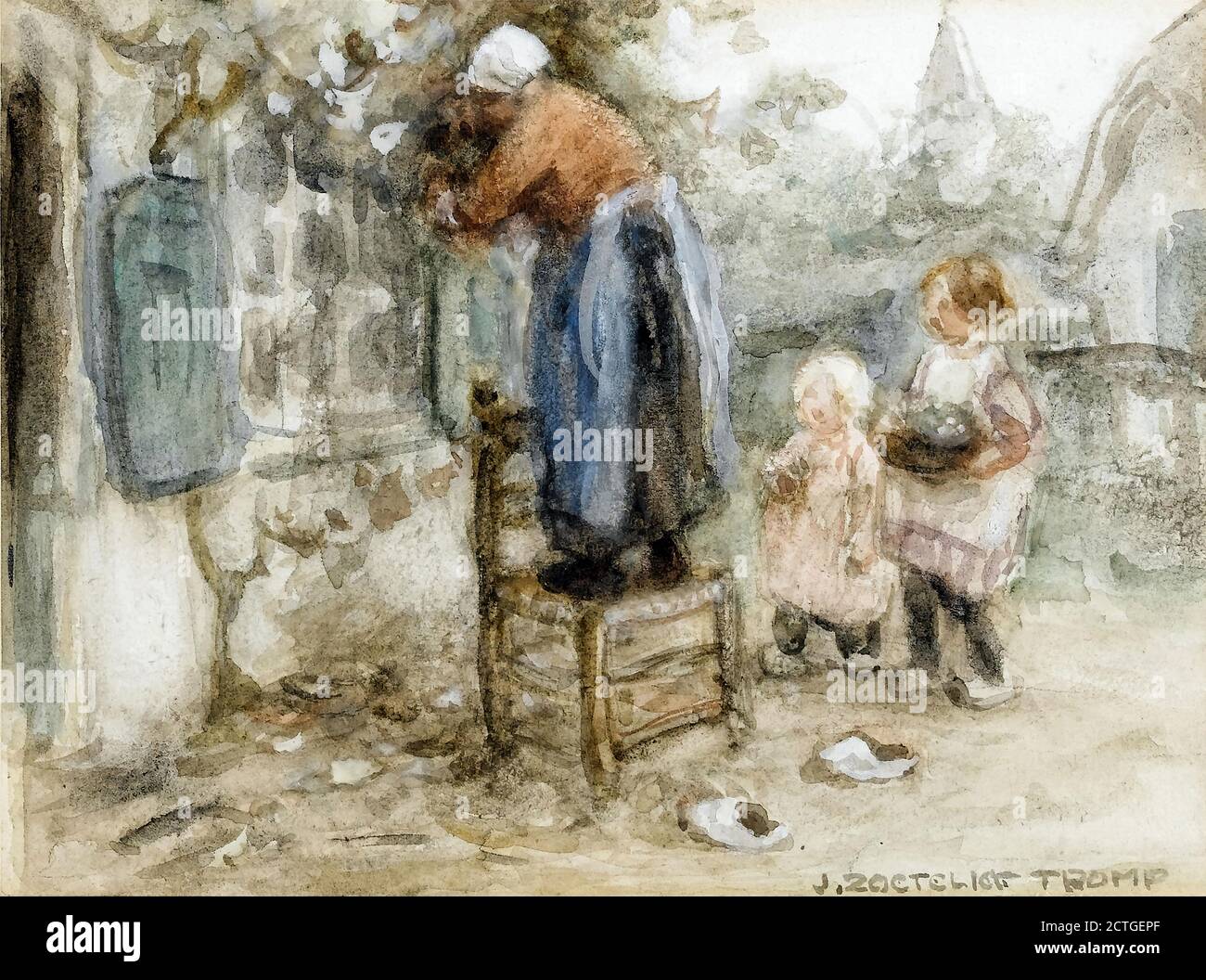 Tromp Jan Zoetelief - Helping Mother - Dutch School - 19th Century ...