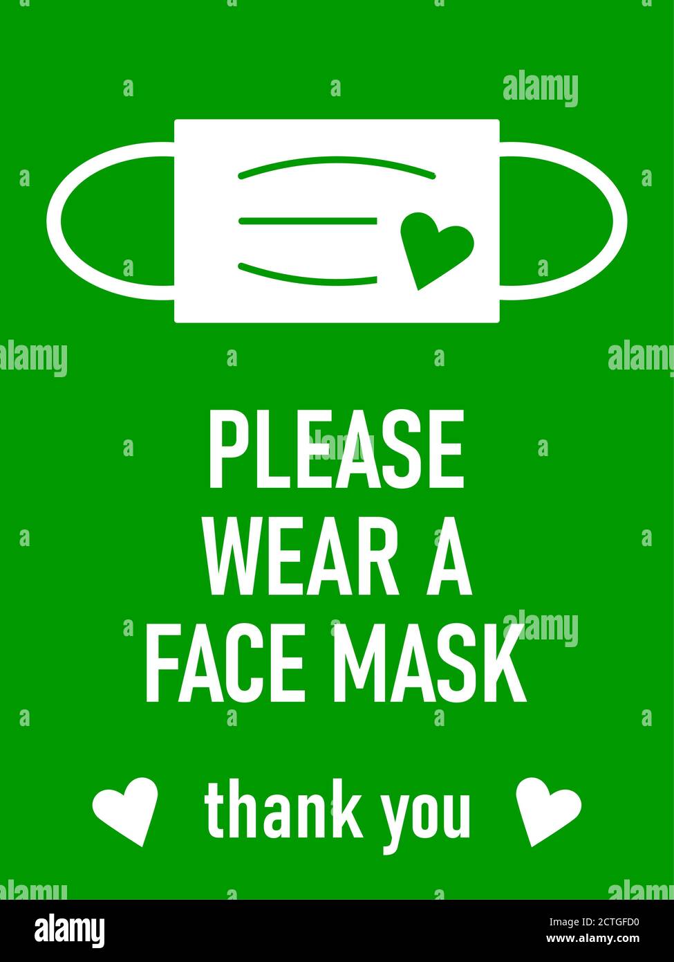 Please Wear a Face Mask Thank You Vertical Warning Sign with Mask and ...
