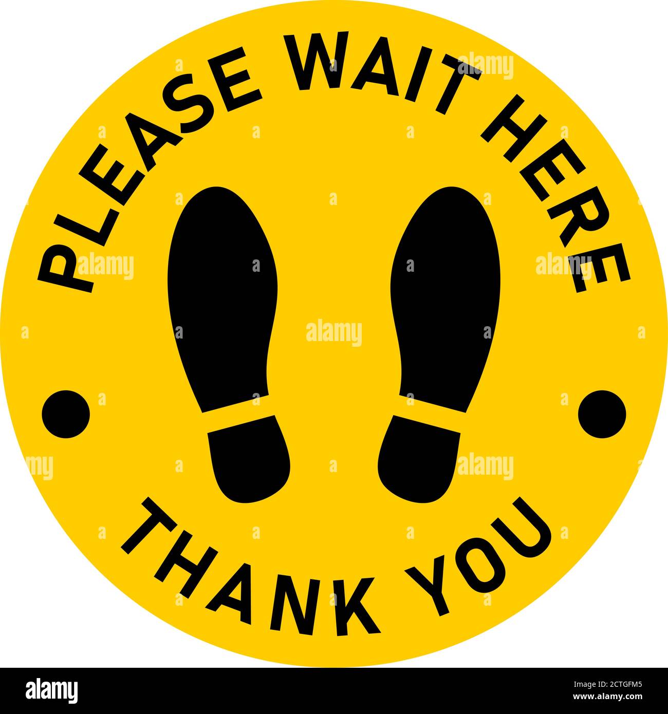Please Wait Here Thank You Black and Yellow Social Distancing Floor ...