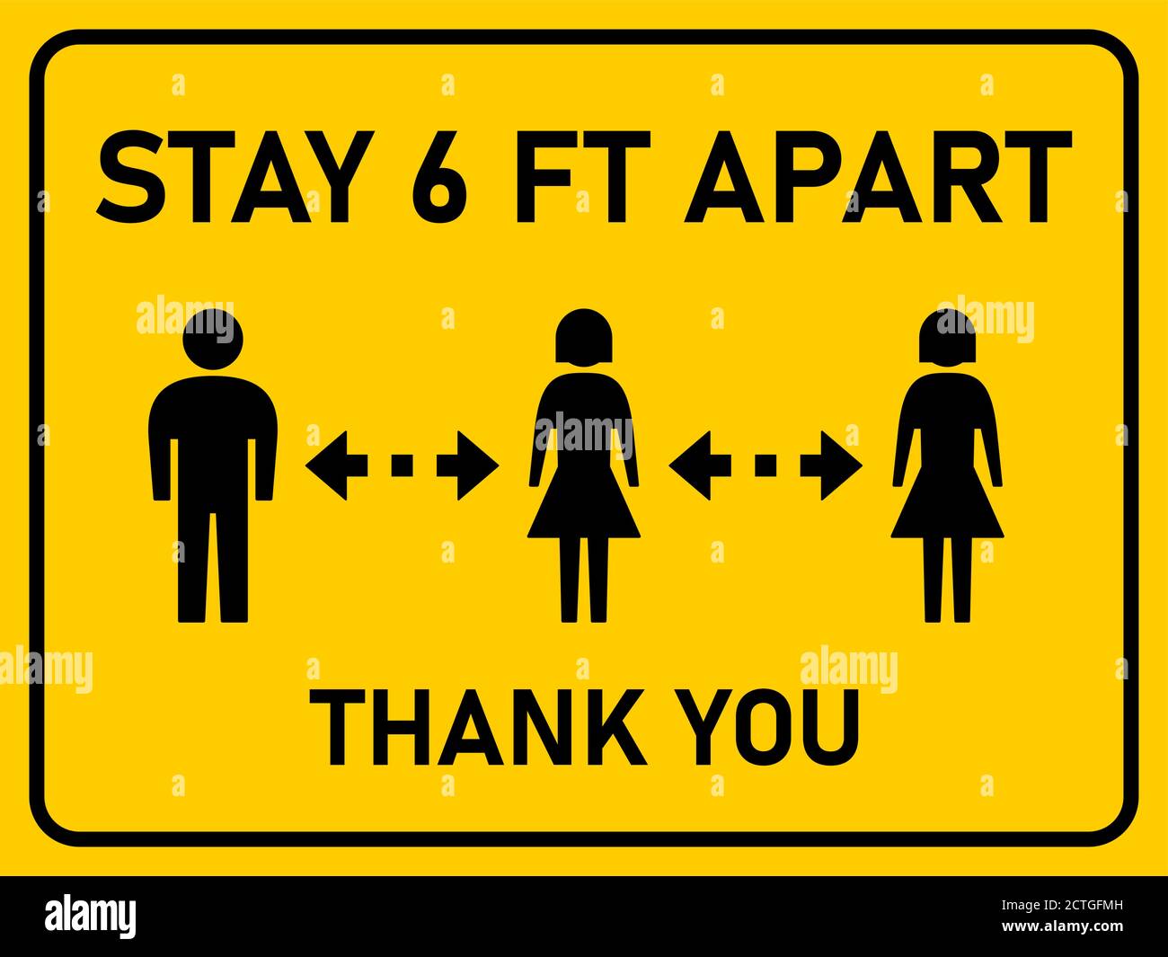 Stay 6 ft or 6 Feet Apart Thank You Horizontal Social Distancing ...