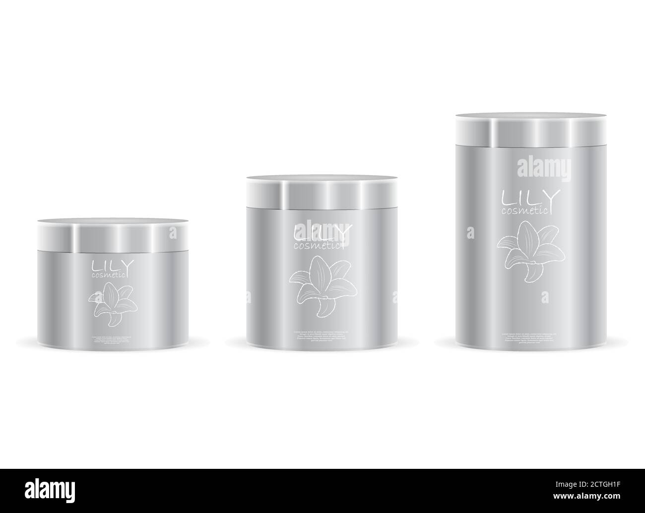Cream jars pack in silver color with label and logo design. Different ...