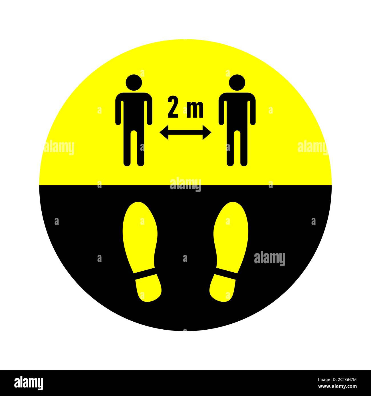Stand Here or Wait Here Round Floor Marking Adhesive Icon with ...