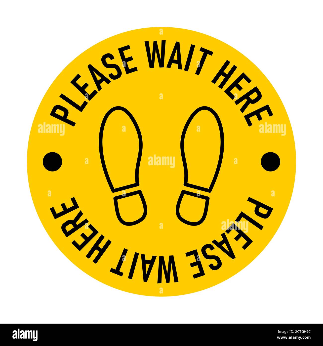 Please Wait Here or Stand Here Round Floor Marking Sticker Icon with a ...