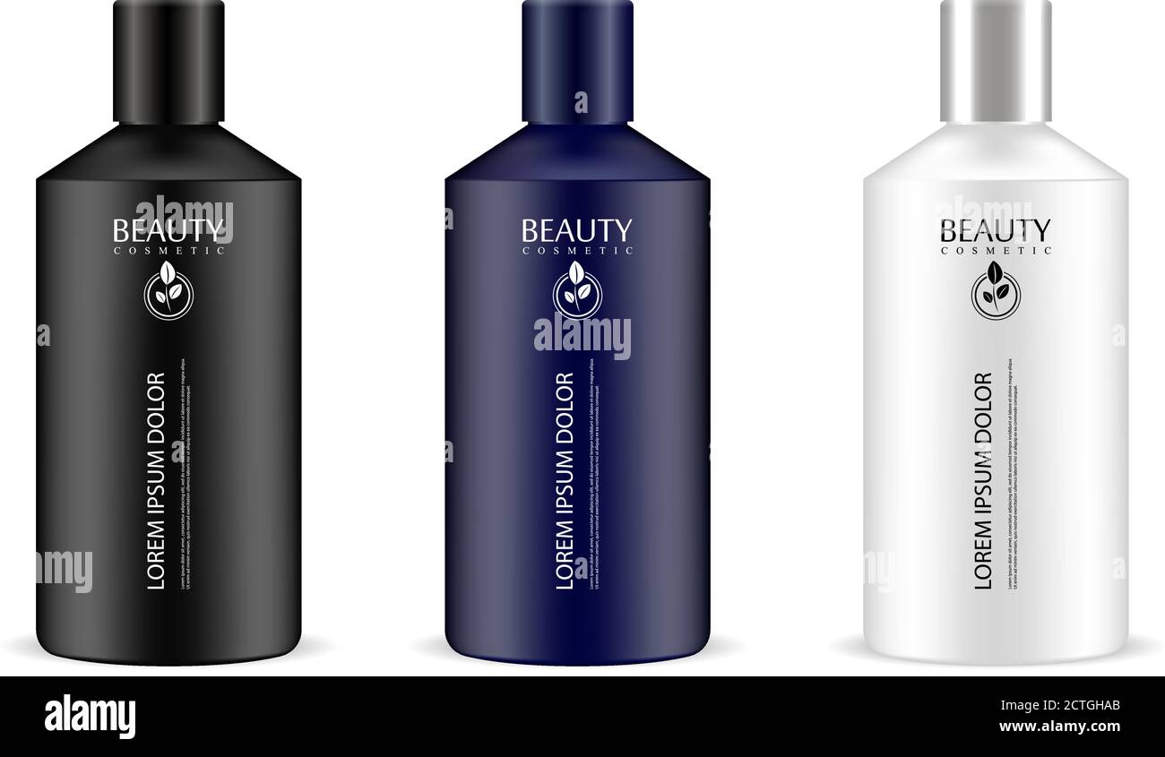 Cylindrical cosmetic bottles in one set. Cosmetics jar packaging mockup ...