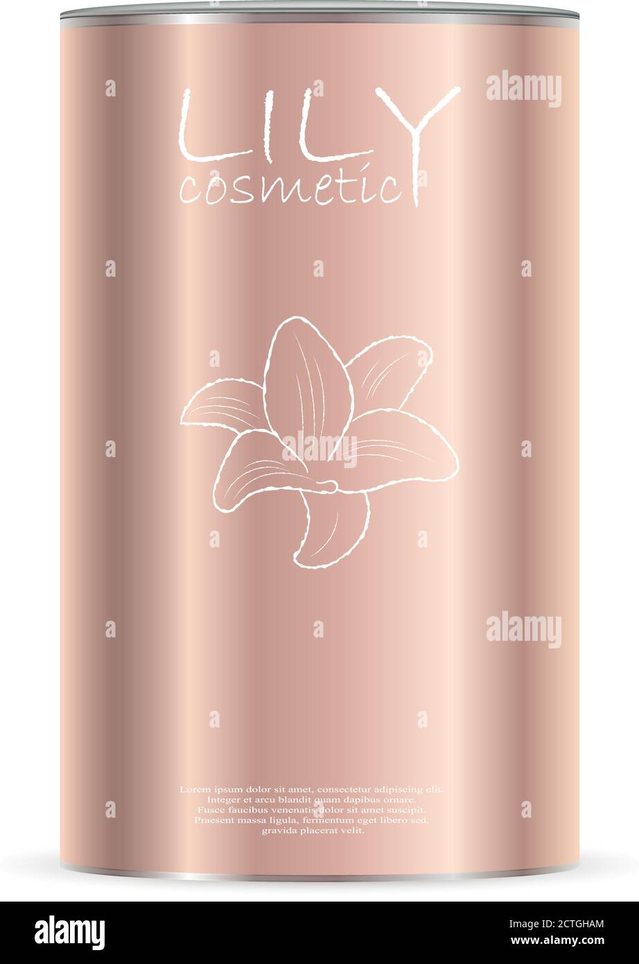 Cosmetic can for powder and other products. Golden metal container ...