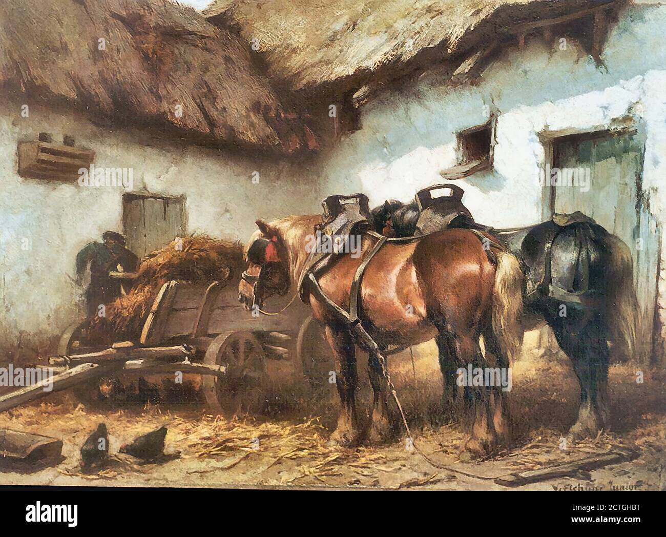 Verschuur II Wouter - Boer En Werkpaarden Op Boerenerf - Dutch School ...