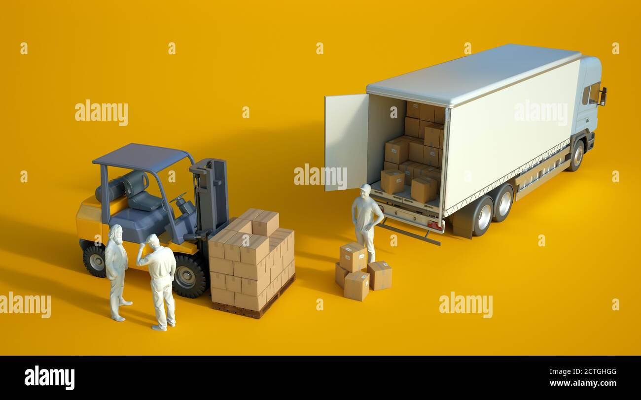 Forklift loading truck goods hi-res stock photography and images - Alamy
