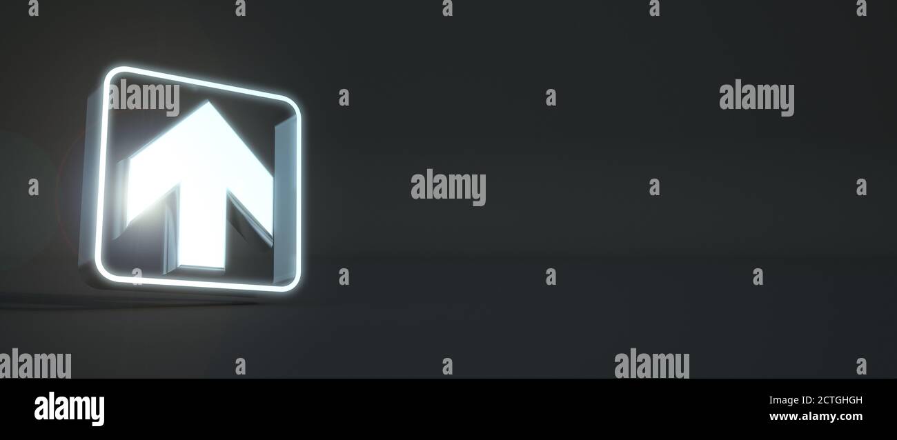 3D rendering of a up metallic arrow on a black background Stock Photo ...