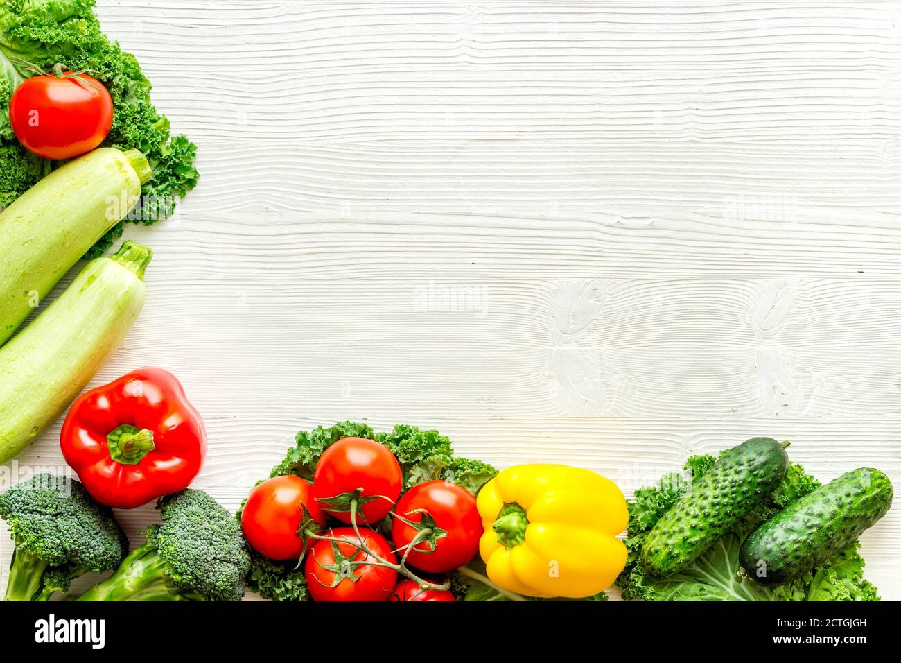 Background of vegetables. Fresh farm food - summer harvest, top view ...