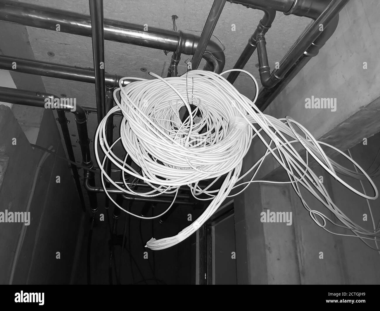 Electric Cable Hanging From the Roof in Switzerland Stock Photo - Alamy