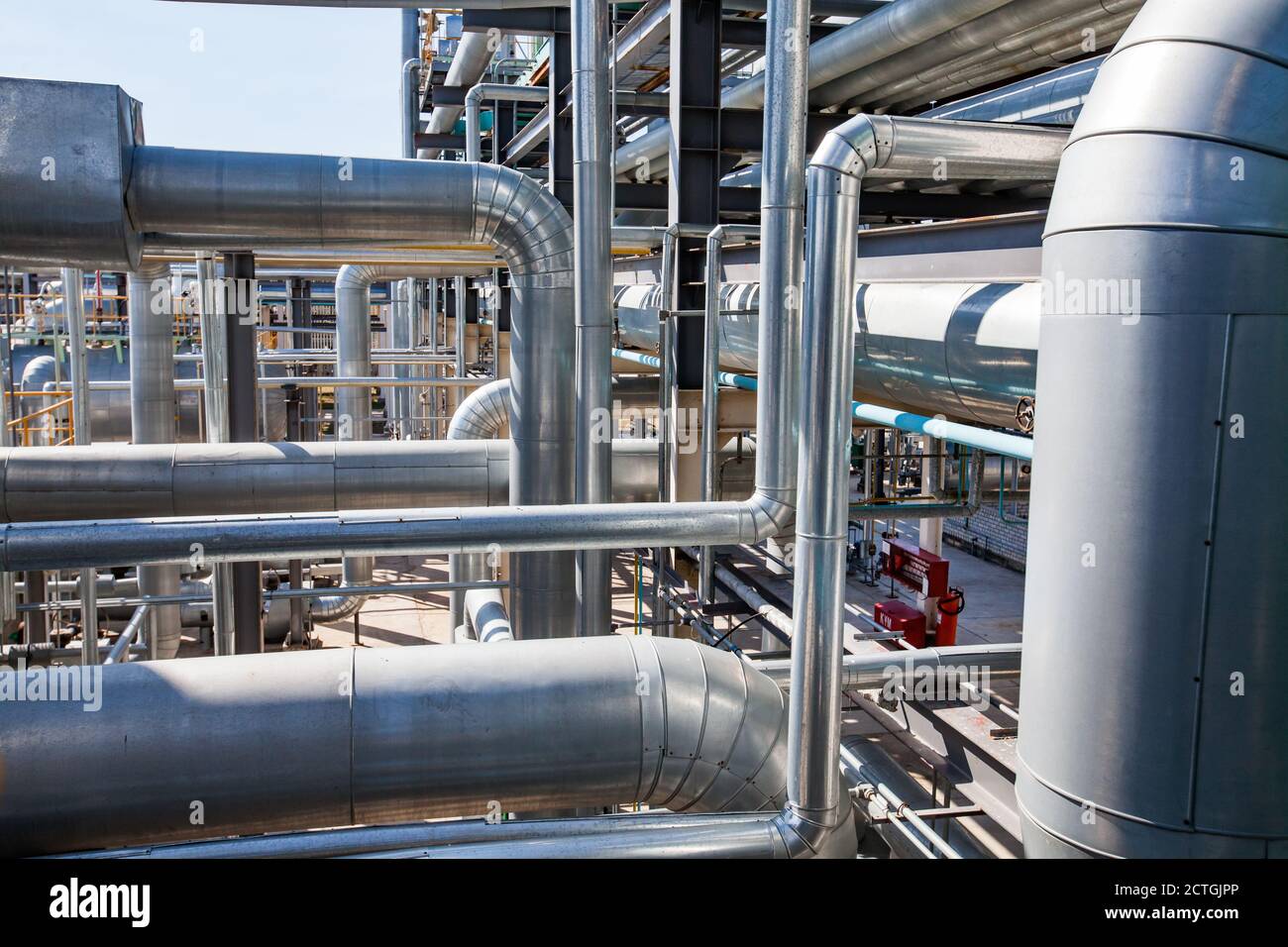 Petrochemical (oil refinery) plant. Abstract view of pipelines and ...