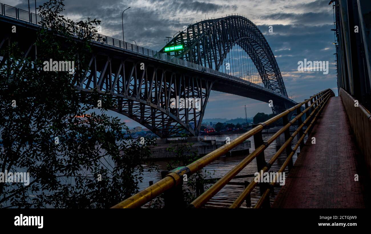 Mahakam Bridge, one of Samarinda landmarks, in the morning Stock Photo ...