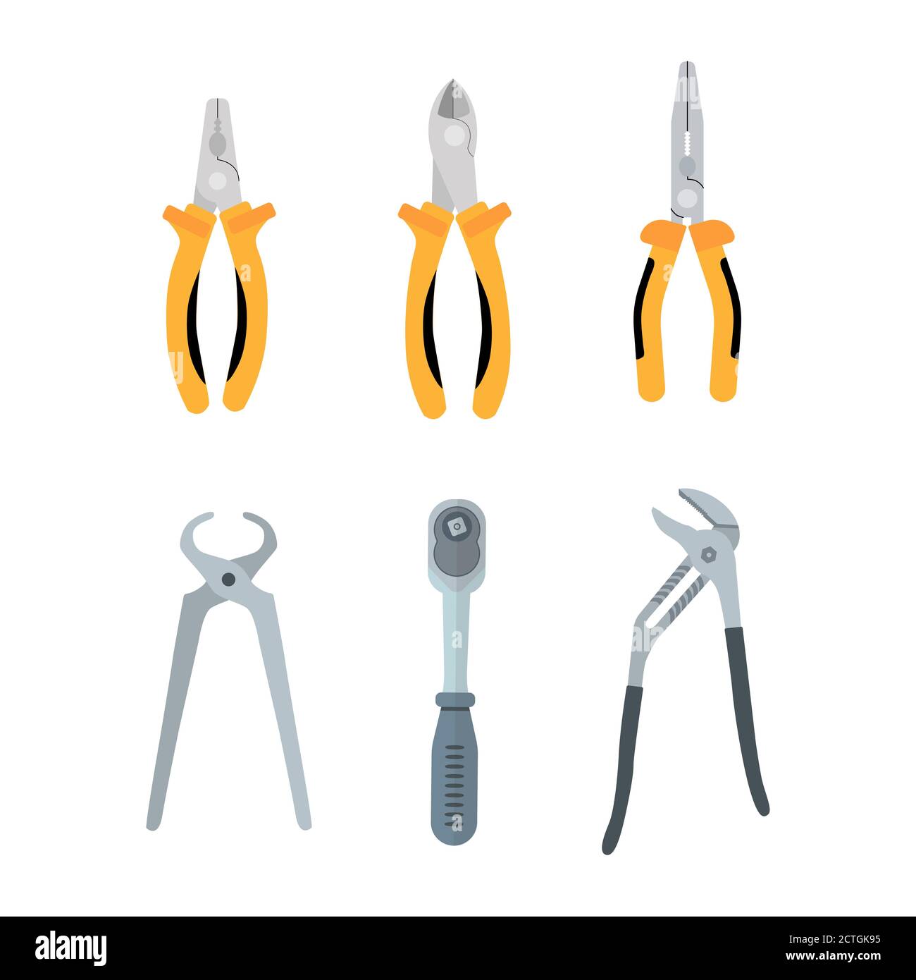 a set of pliers of various shapes, ratchet, pliers, carpenter tools and ...