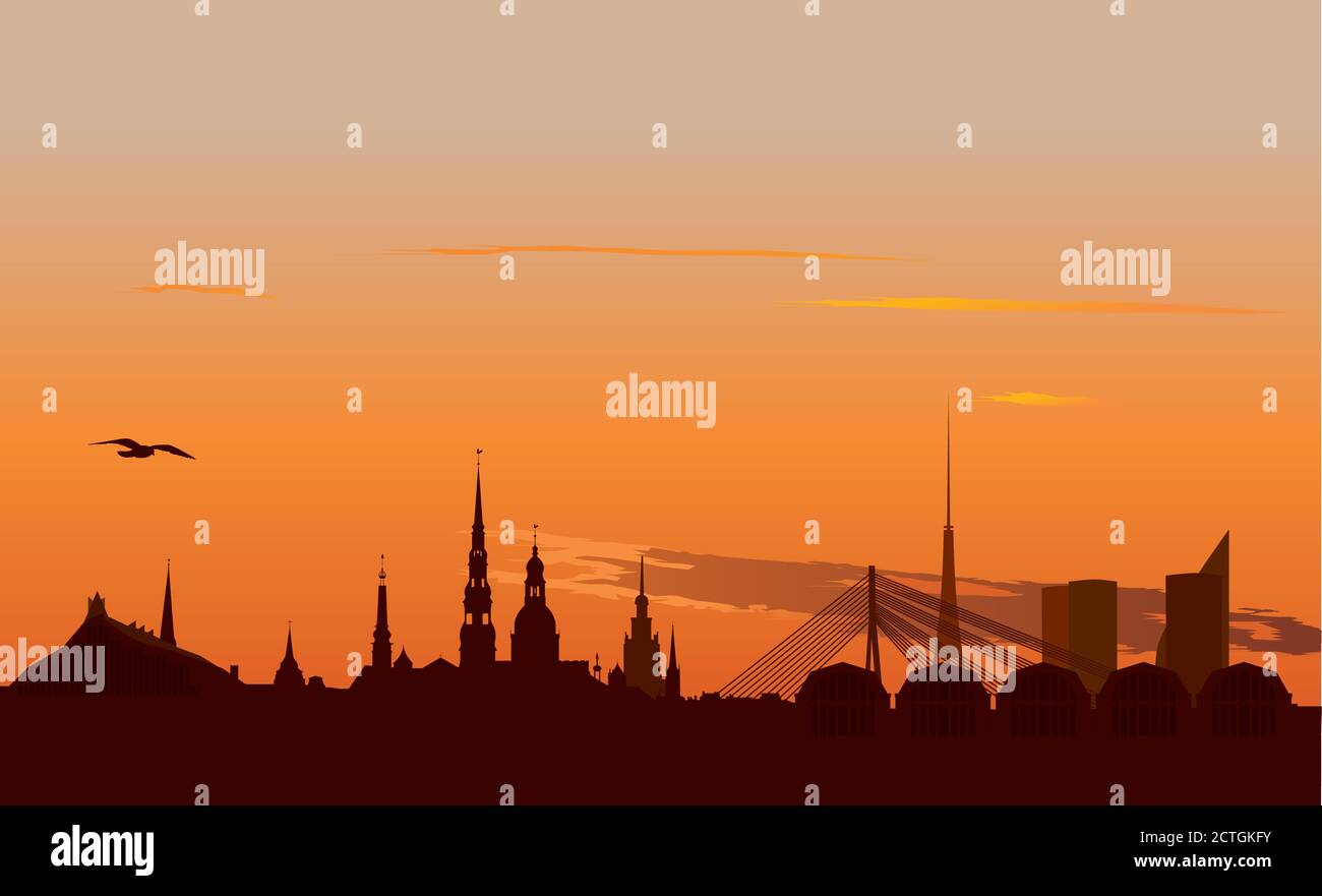 Riga sunset Stock Vector Images - Alamy