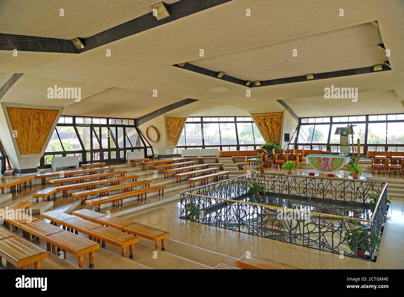 Israel, Sea of Galilee, Interior of the Capernaum Catholic Church built ...