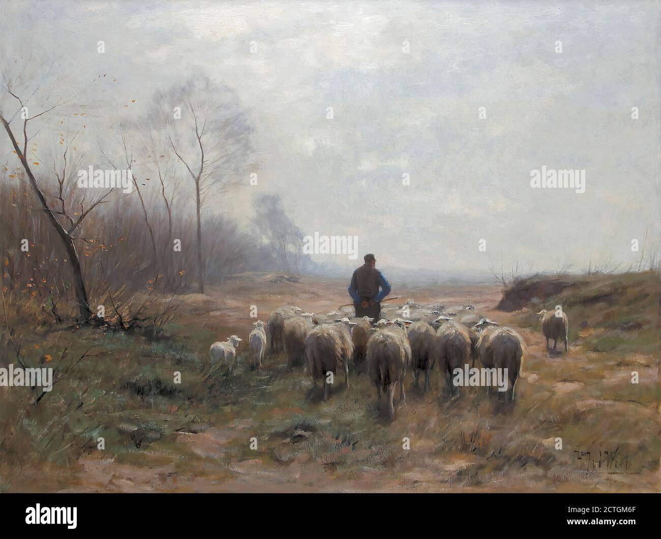 Weele Herman Johannes Van Der - a Shepherd with His Flock - Dutch ...