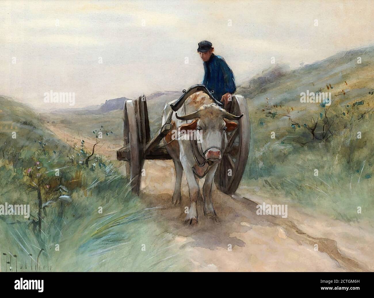 Weele Herman Johannes Van Der - Boy with Ox and Cart - Dutch School ...