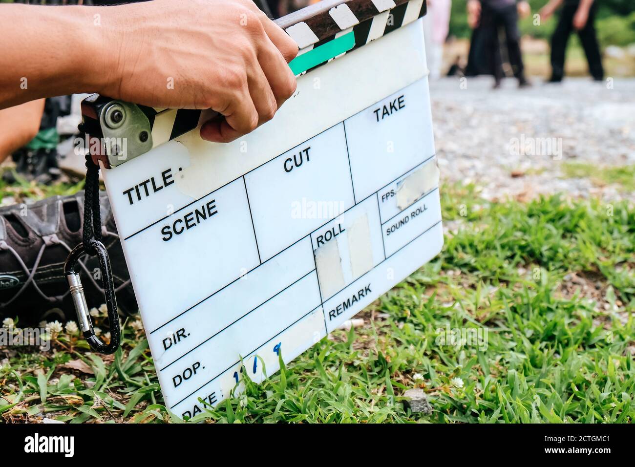 Film Slate, close up image of film production crew holding Film Slate ...
