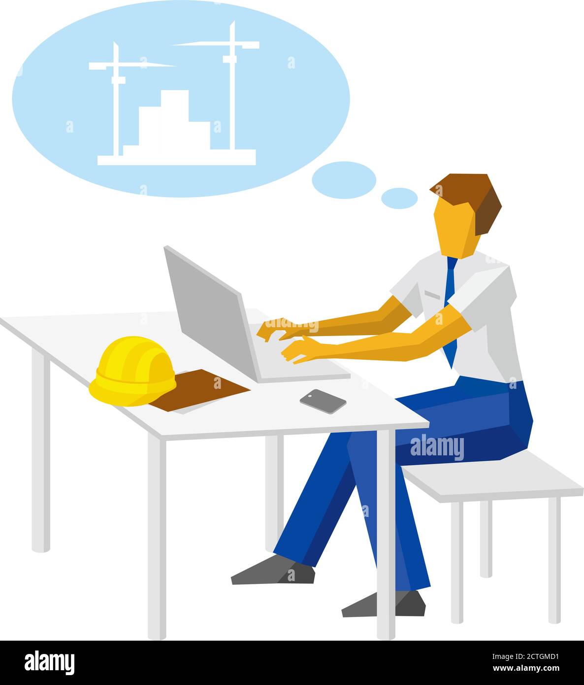 Engineer typing on computer Stock Vector Images - Alamy