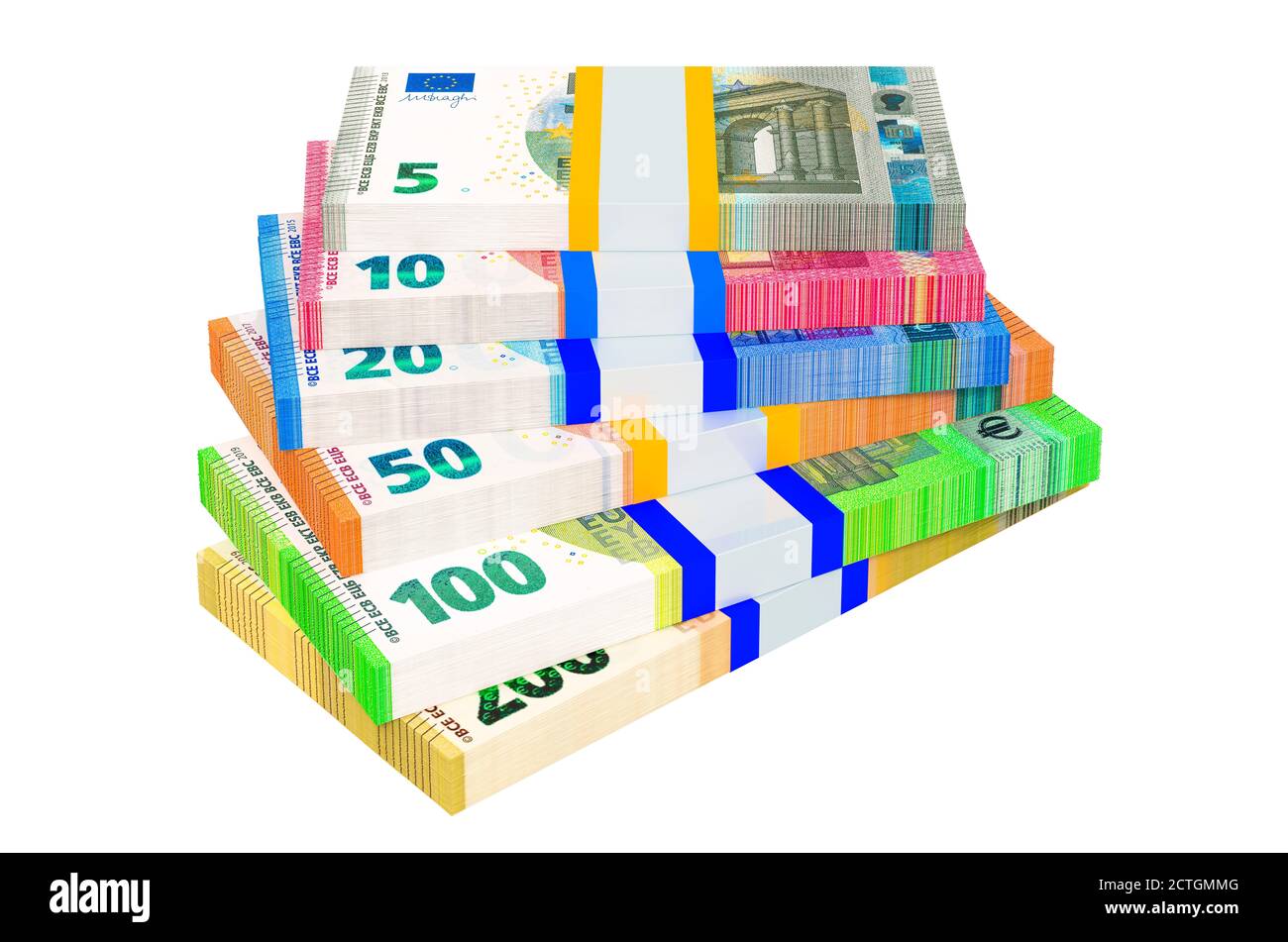 Set of euro packs, 3D rendering isolated on white background Stock ...