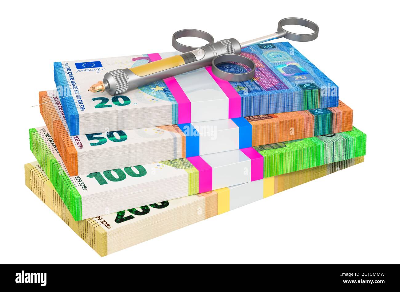 Euro packs with syringe, 3D rendering isolated on white background ...