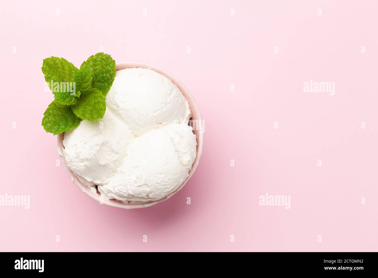 Vanilla ice cream sundae. Top view flat lay with copy space Stock Photo ...
