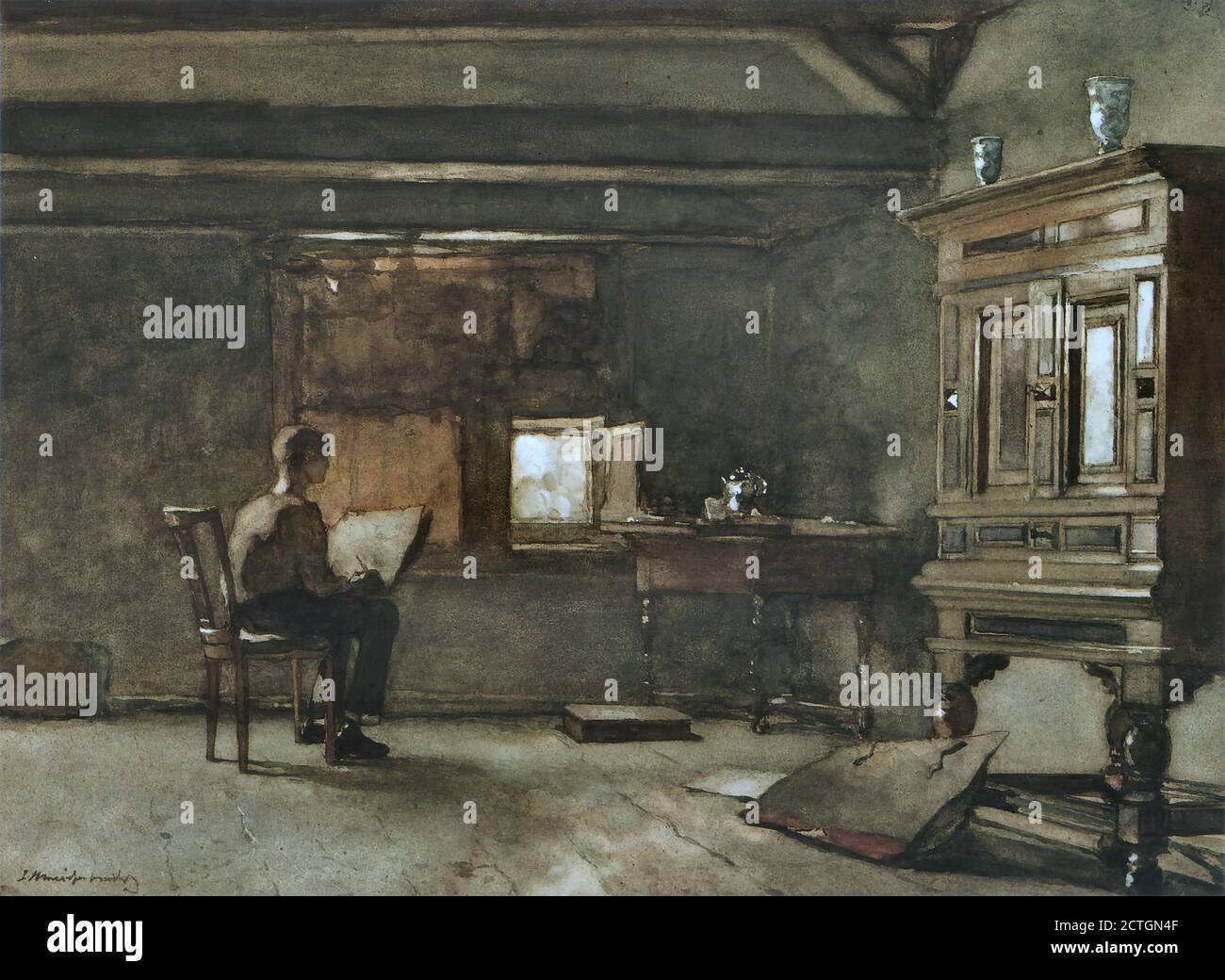 Weissenbruch Jan Hendrik - Het Atelier Van De Kunstenaar - Dutch School - 19th Century Stock ...