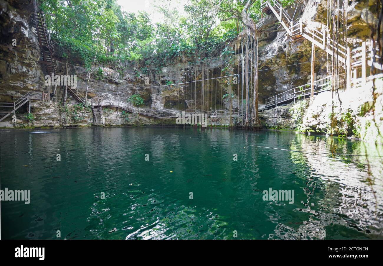 VALLADO, MEXICO - May 31, 2019: Cenote X'Canche is a natural limestone ...