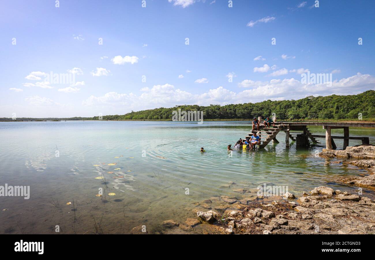 PUNTA LAGUNA, MEXICO, MEXICO - May 31, 2019: A dock on the lake at ...