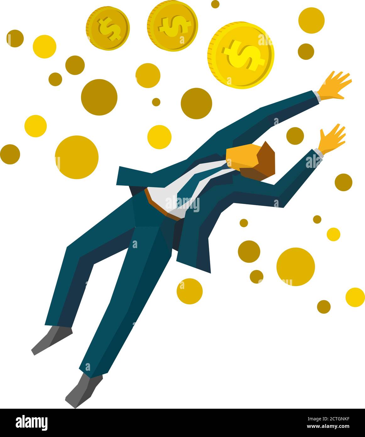 Jumping businessman catch a gold coins. Business metaphors - financial ...