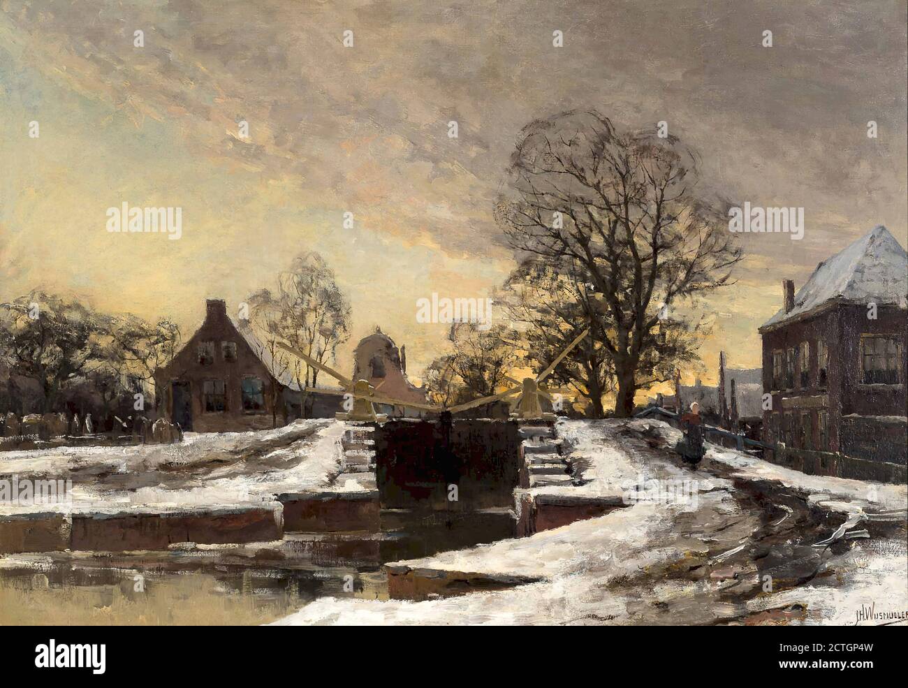 Wijsmuller Jan Hillebrand - Bij De Sluis in De Winter - Dutch School ...