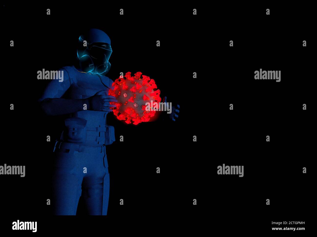A virology Expert demonstrating a 3D model of Covid-19 Virus ...
