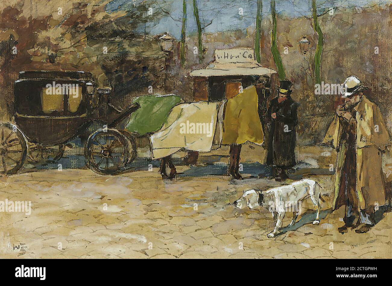 Zwart Willem De - Wachtend Rijtuig in Een Park - Dutch School - 19th ...