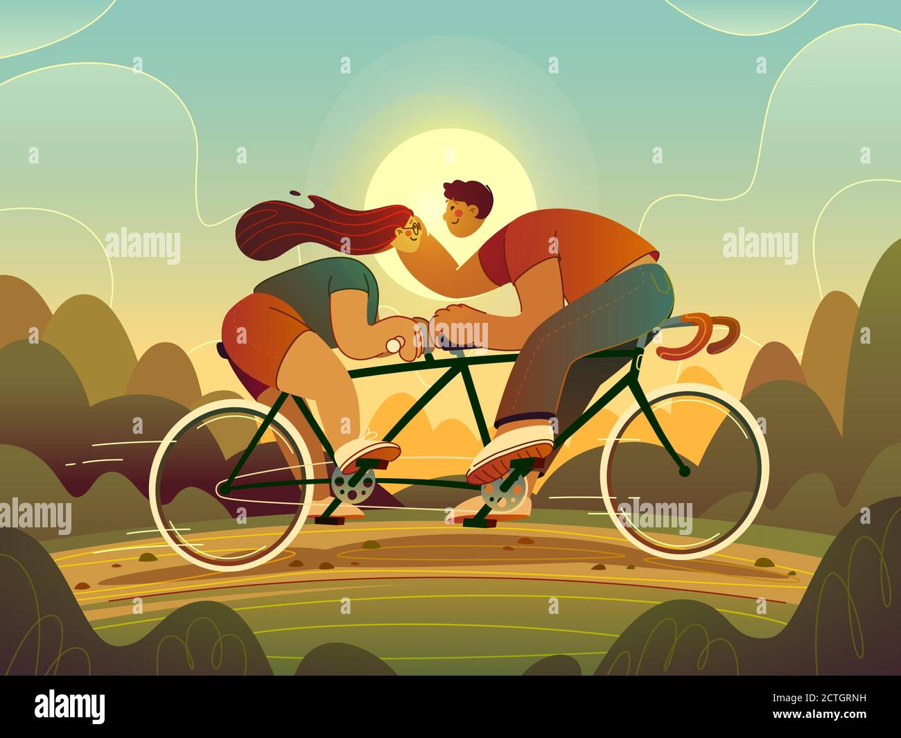 A guy and a girl ride a tandem bike Stock Vector Image & Art - Alamy