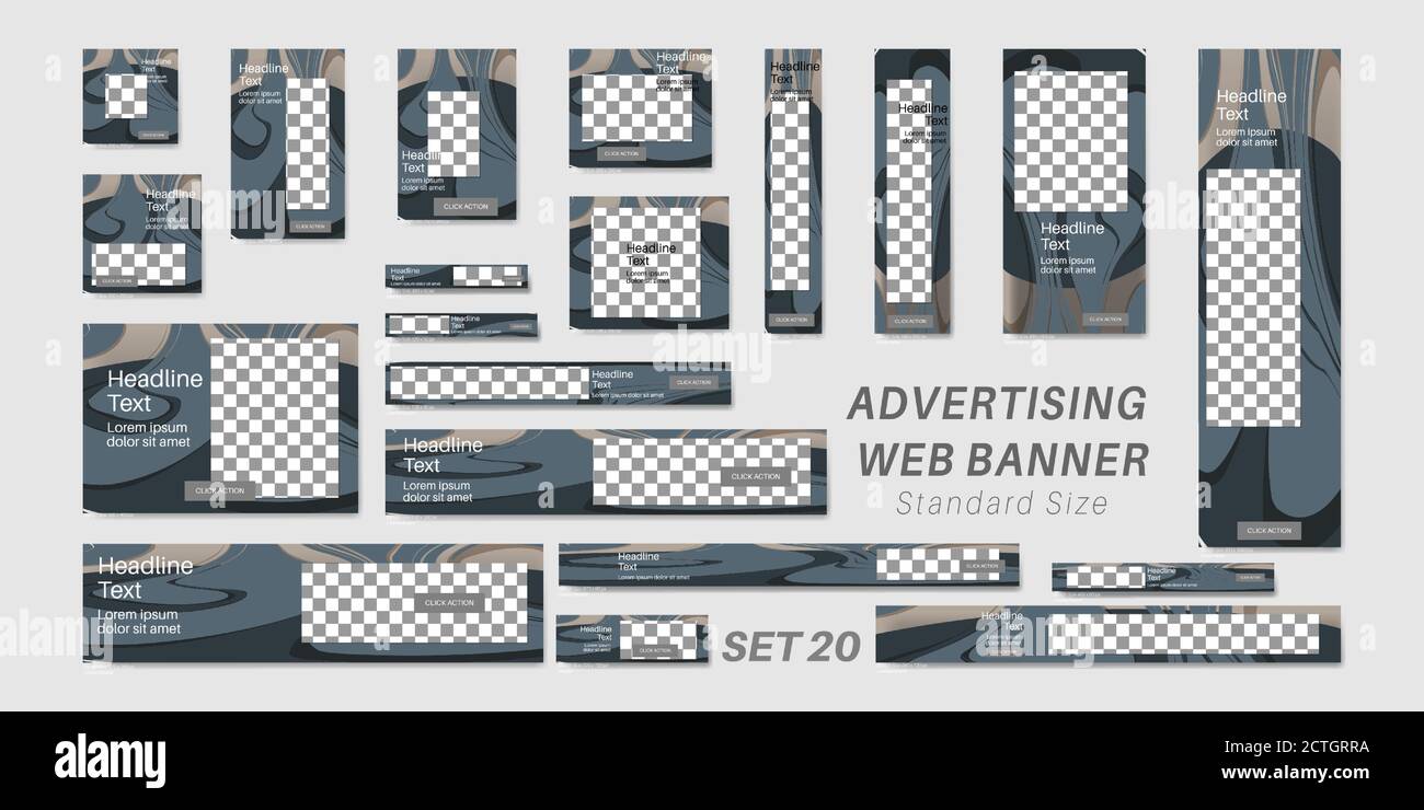 Set of web banners in standard sizes, vector design template Stock ...