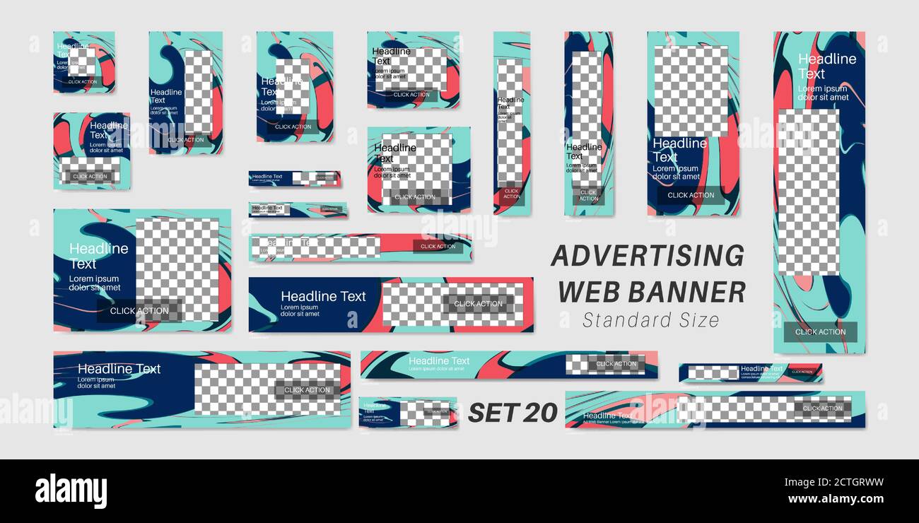 Set of web banners in standard sizes, vector design template Stock ...