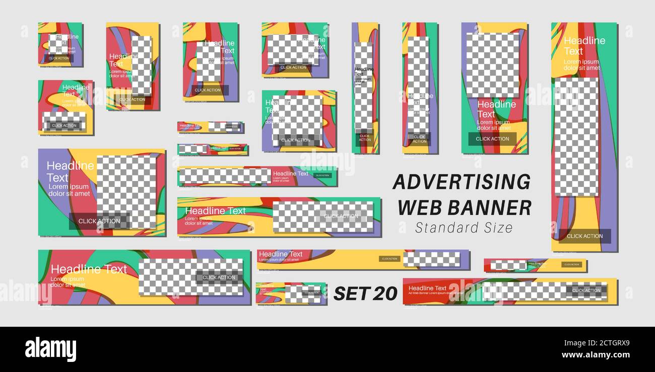 Set of web banners in standard sizes, vector design template Stock ...