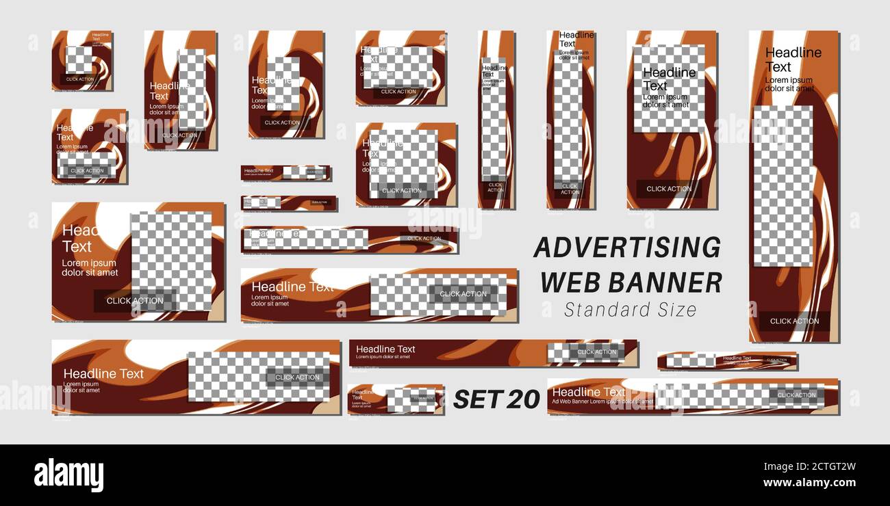Set of web banners in standard sizes, vector design template Stock ...