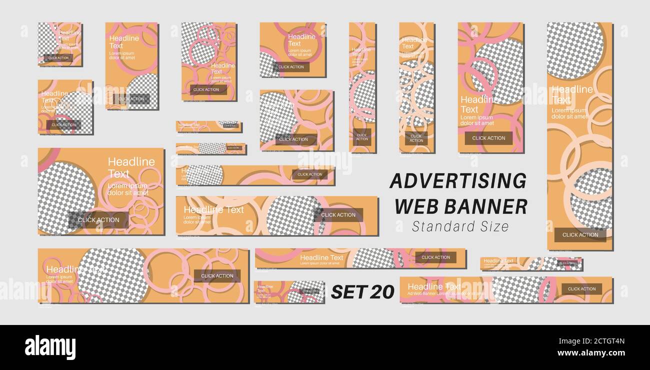Set of web banners in standard sizes, vector design template Stock ...