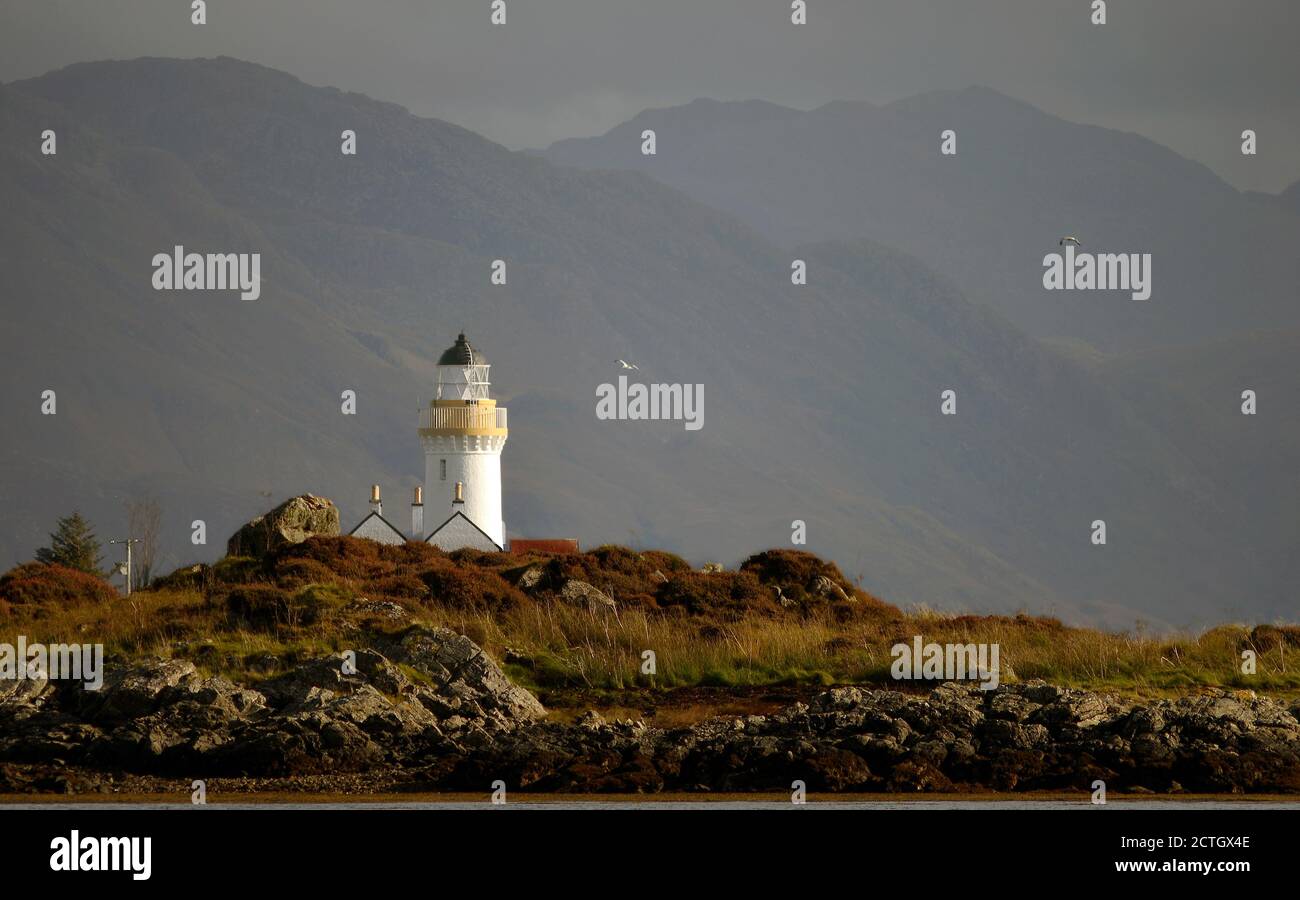 Autumn light on Ornsay Lighthouse Stock Photo - Alamy