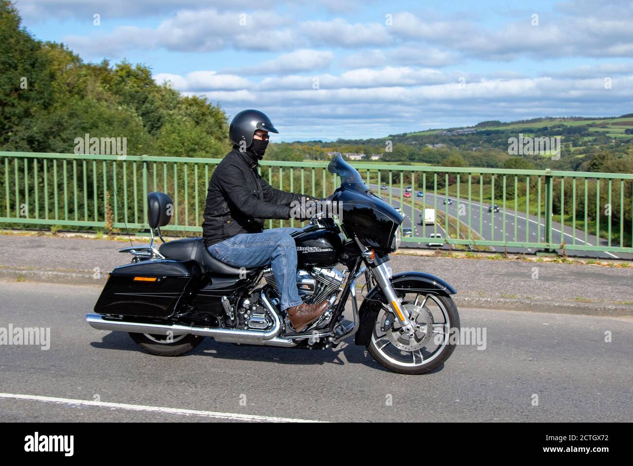 Harley Davidson Screamin Eagle Motorbike rider; two wheeled transport ...