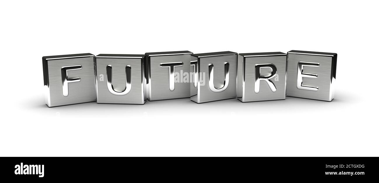 Metal Future Text (isolated on white background Stock Photo - Alamy