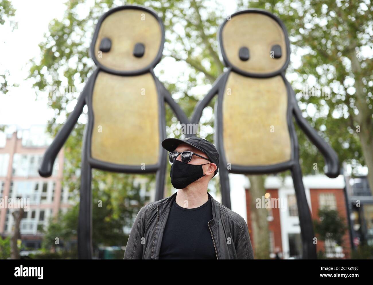 Artist and Hackney resident STIK at the launch of his 4-metre-high ...