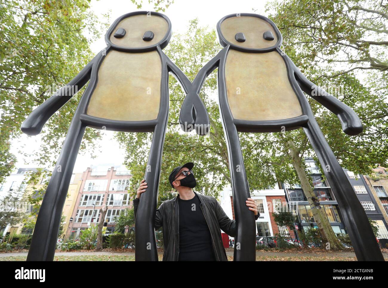Artist and Hackney resident STIK at the launch of his 4-metre-high ...