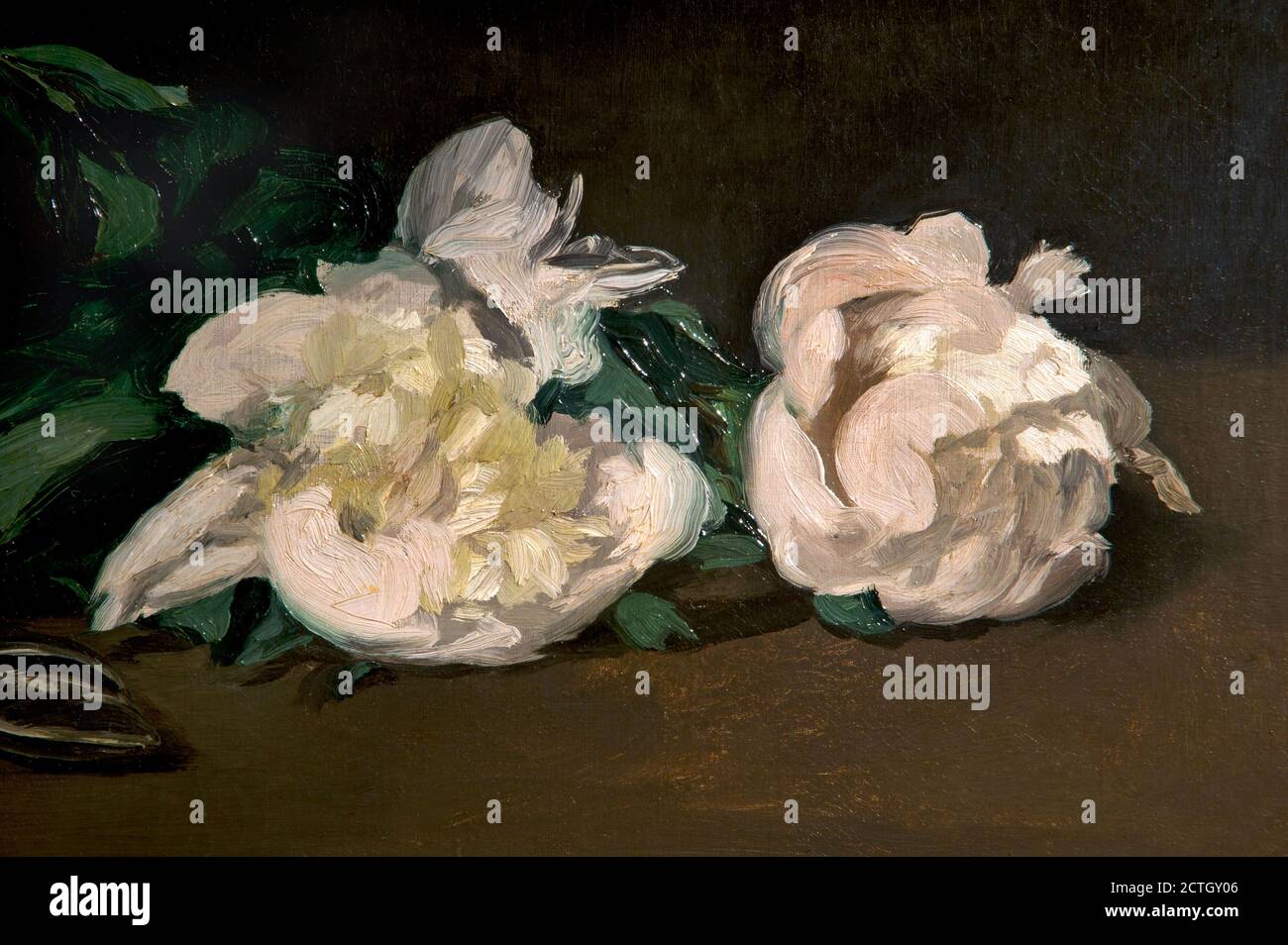 Edouard Manet 1832-1883. Branch of white peonies and scissors. 1864. oil painting on canvas cm ...