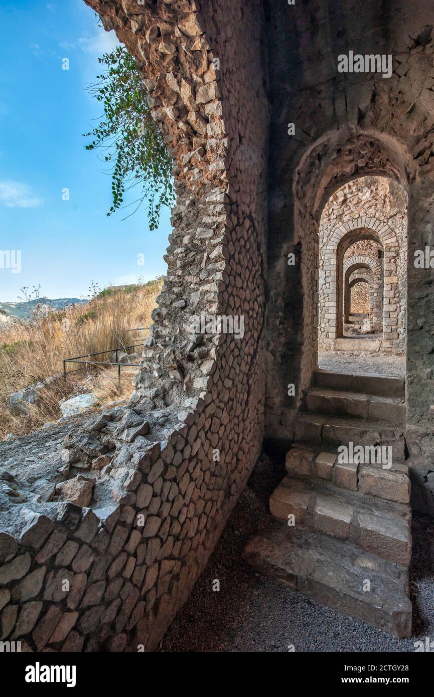 Ruined wall in the Temple of Jupiter Anxur, an Ancient Roman temple ...