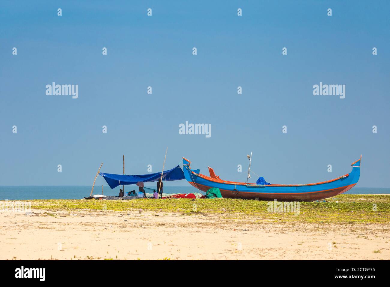 India, Kerala, Alleppey - Alappuzha, Marari Beach, Fishing boat Stock ...