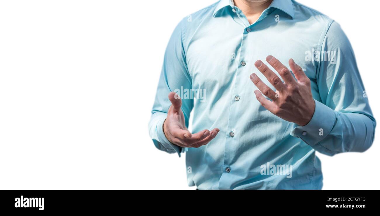 Body language of a businessman at a business presentation Stock Photo ...