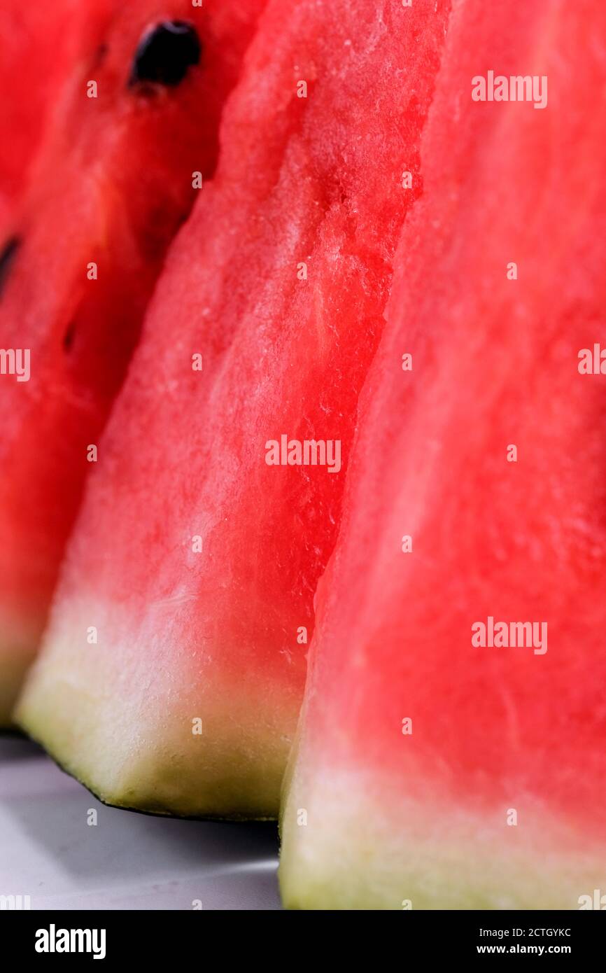 Fresh red watermelon structure, closeup. Macro Stock Photo - Alamy