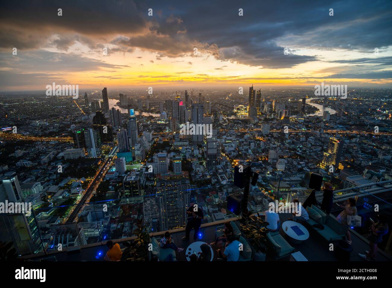 views from Mahanakhon skywalk observation deck Thailand, Bangkok ...